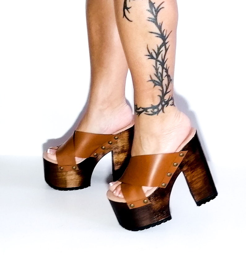 90s Style Platform Sandals Made of Leather - Etsy