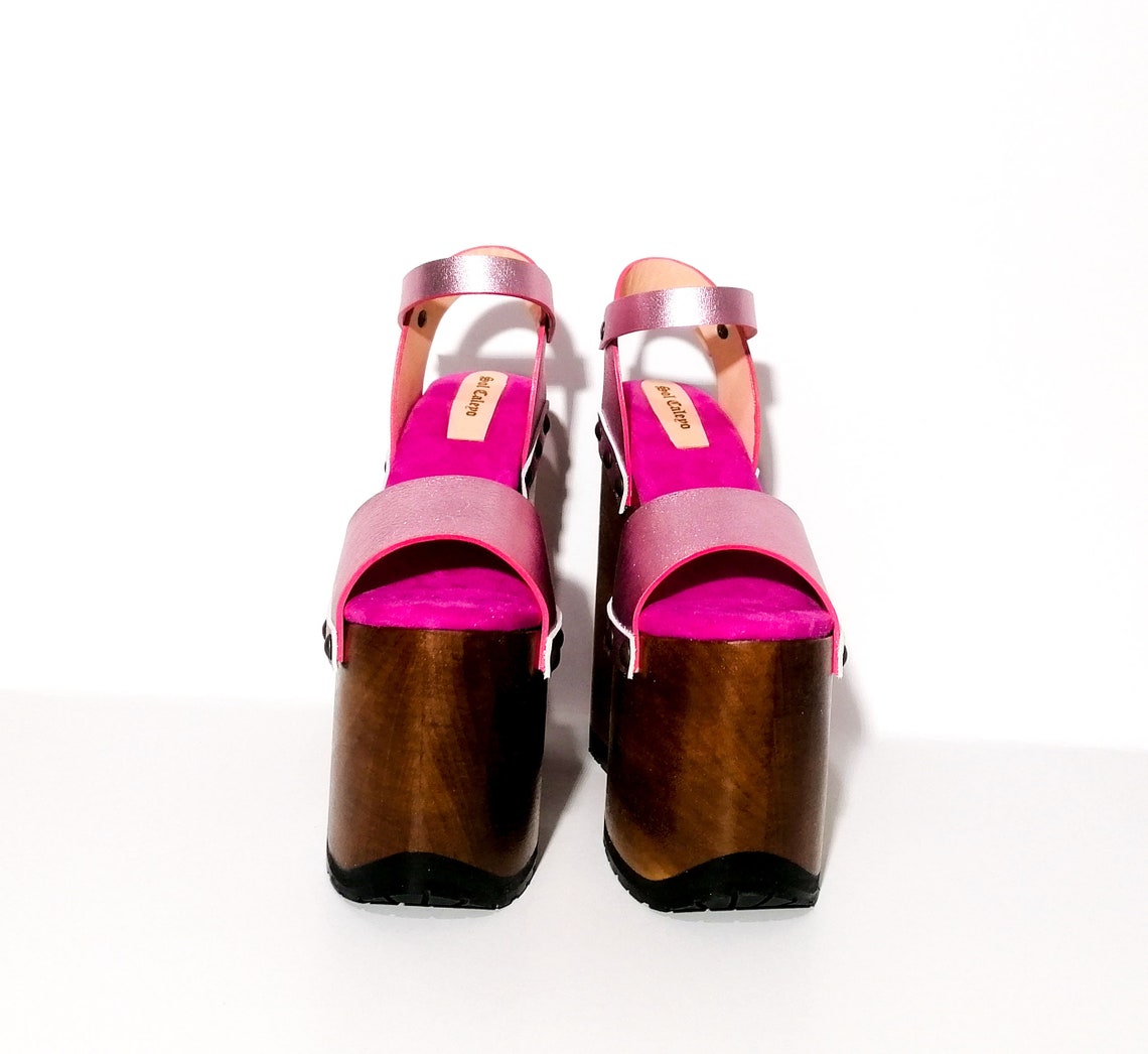 Platform Clog Super High Heel 70s Style Platform Sandals Made - Etsy