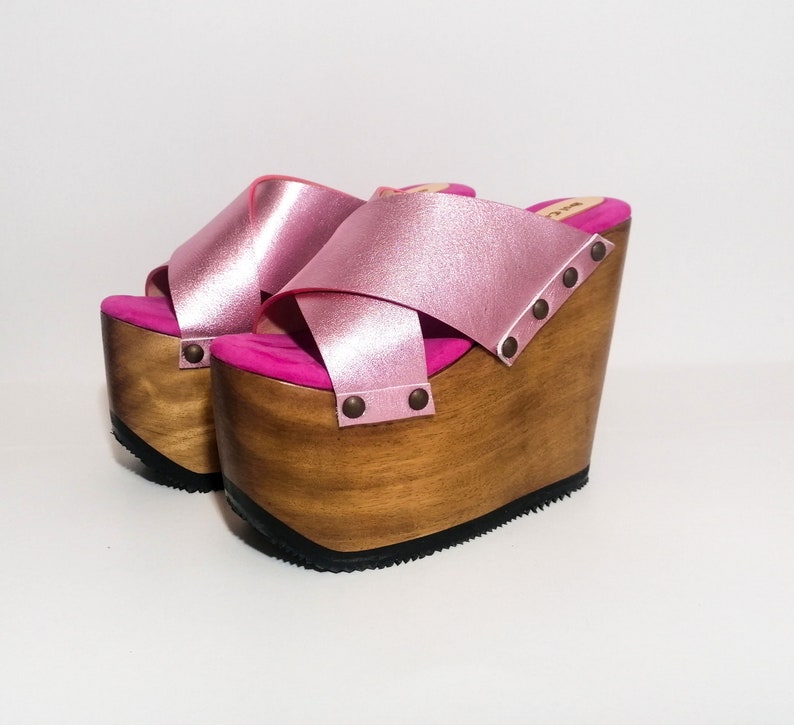 90s Style Platform Sandals Made of Leather - Etsy