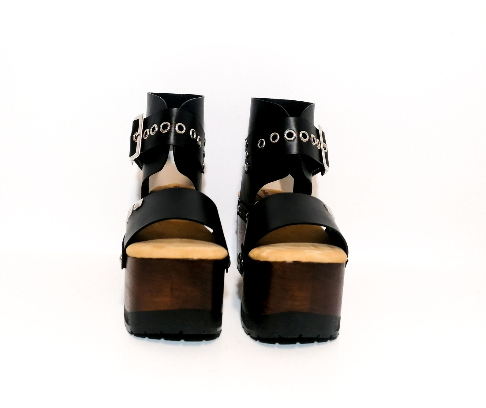 90s Style Genuine Leather Platform Sandals - Etsy