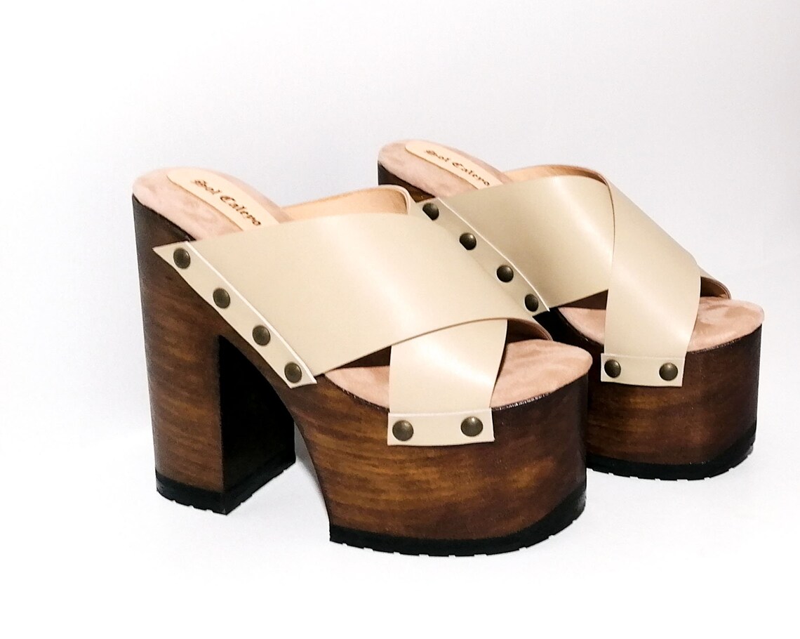 90s Platform Sandals Wooden Clog Platform Sandals Platform | Etsy