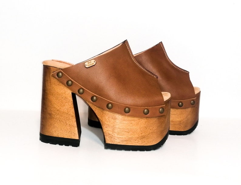 Platform Clog Super High Heel Platform Peep Toe 70s Vintage - Etsy