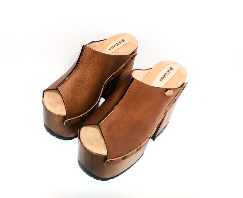 Platform Clog Super High Heel Platform Peep Toe 70s Vintage - Etsy