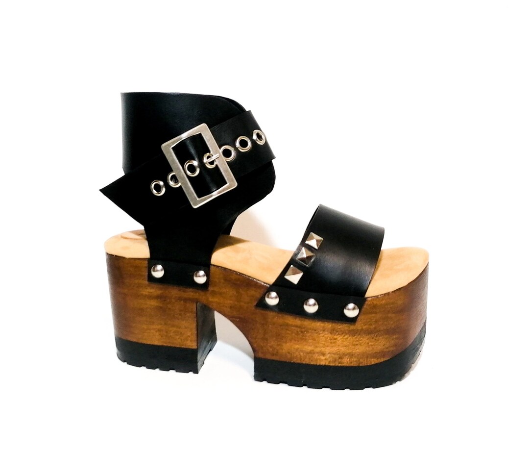 90s Style Genuine Leather Platform Sandals - Etsy