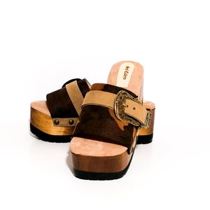 Vintage Style Sandals Made in Black Leather With Silver Buckle. Black ...