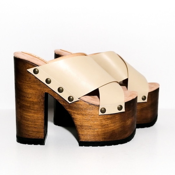 Wood Heel Sandals - Etsy