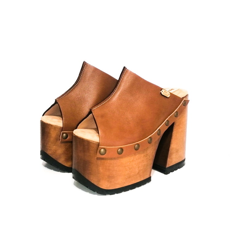 Platform Clog Super High Heel Platform Peep Toe 70s Vintage - Etsy