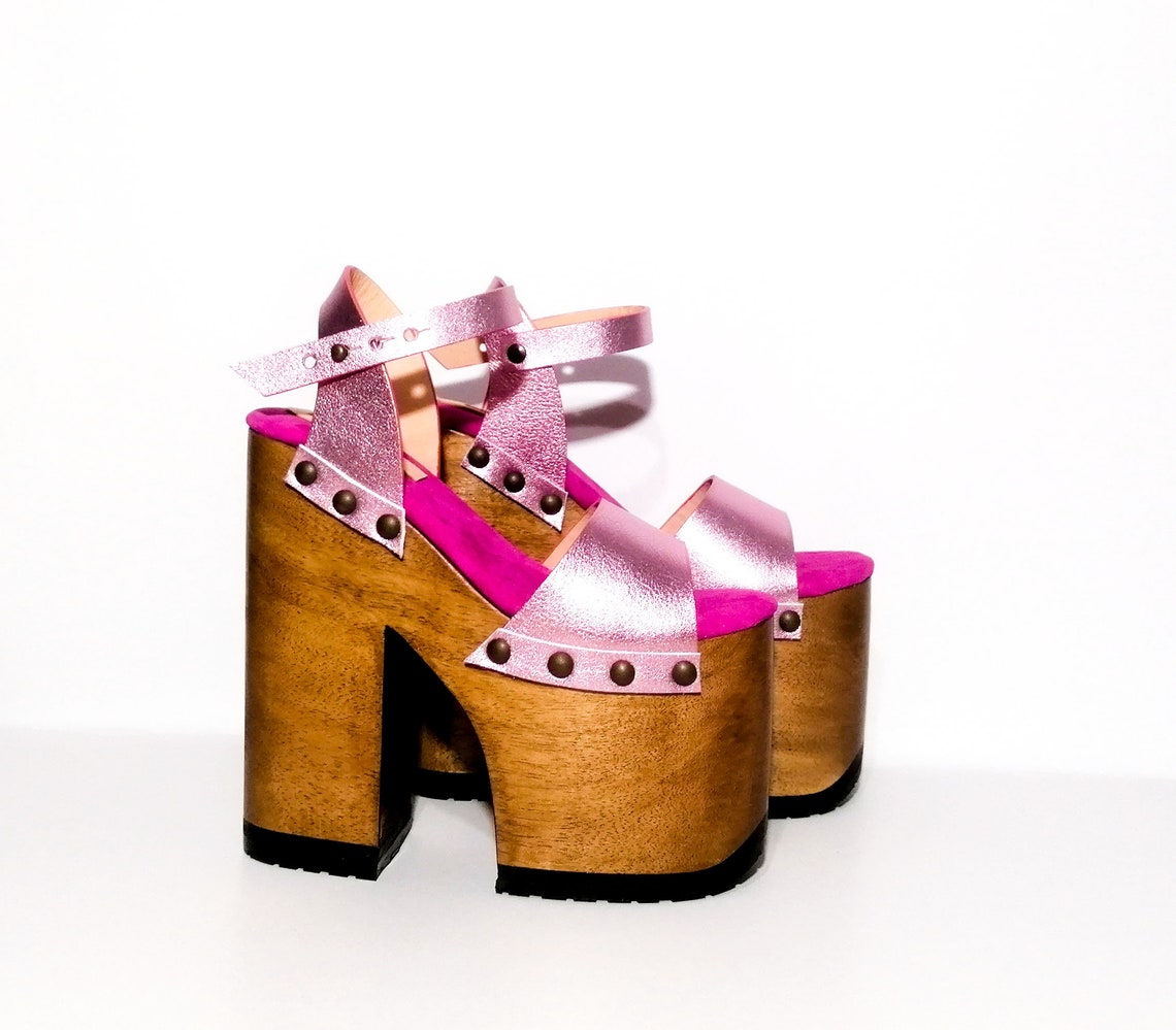 Platform Clog Super High Heel 70s Style Platform Sandals Made - Etsy