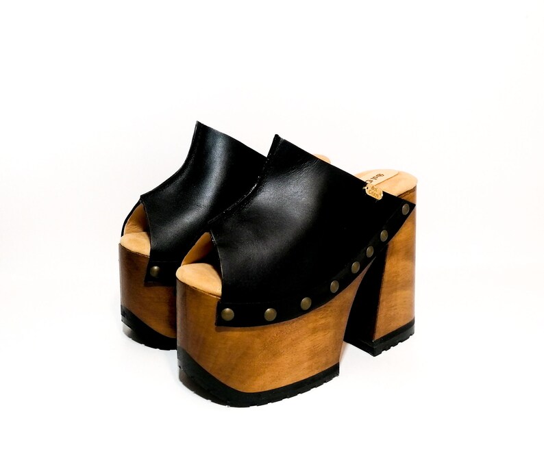 Platform Clog Super High Heel Platform Peep Toe 70s Vintage - Etsy