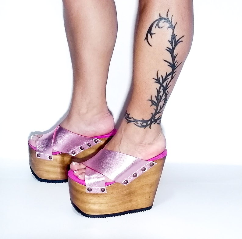 90s Style Platform Sandals Made of Leather - Etsy