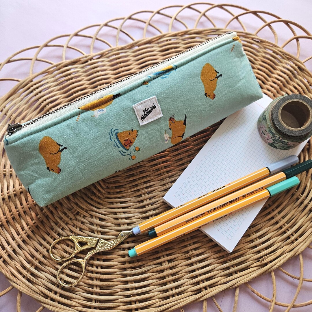 Pencil Pouch | Zipper Pouch | Capybara | Mint | Handmade Gift - Etsy