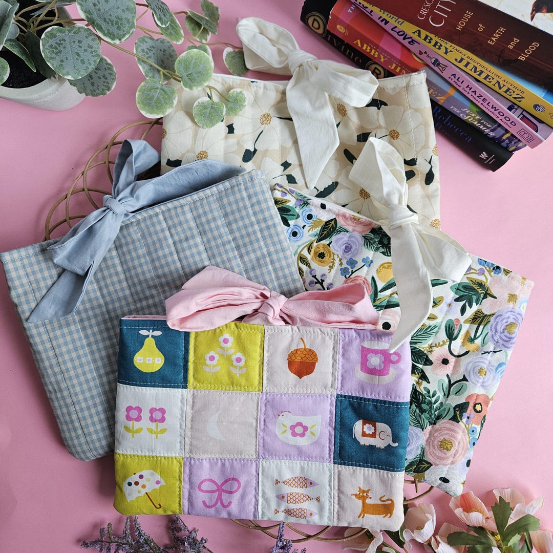 Medium Book Sleeve With Bow | Handmade Book Sleeve| Bow Book Cover ...