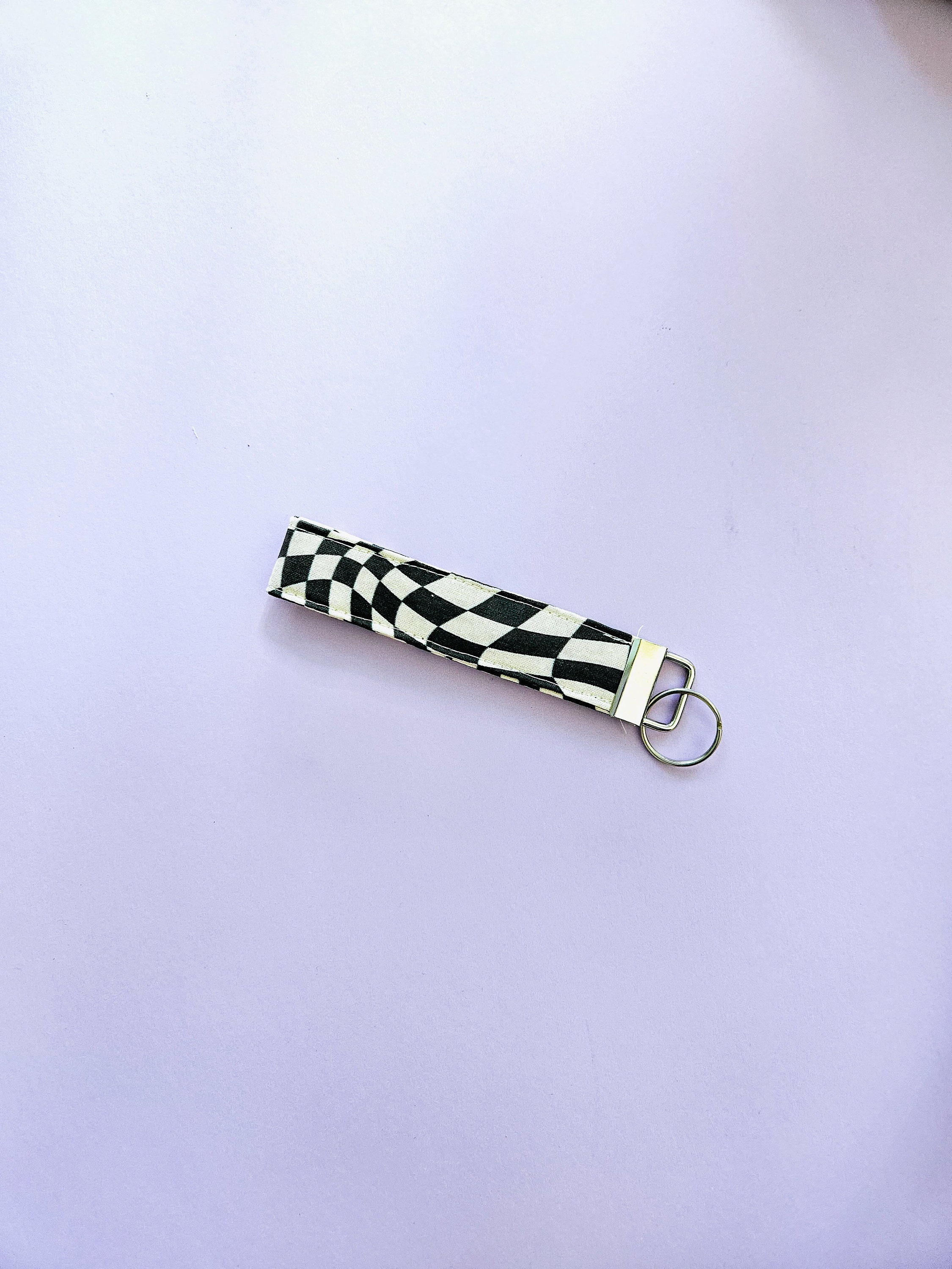 Wavy Black Checkered Key Fob Retro Wristlet Groovy Keychains - Etsy