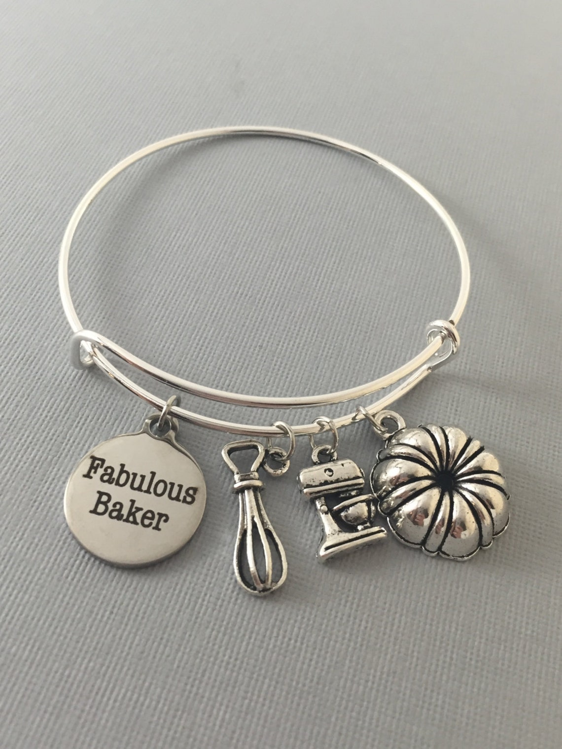 Baker Gift Gift for Baker Bake Charm Bracelet Bangle | Etsy