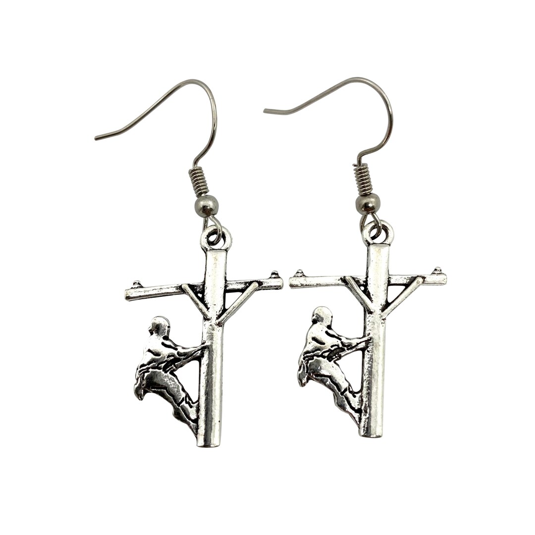 Lineman Charm Earrings Gift for Women - Lineman Wife Jewelry ...