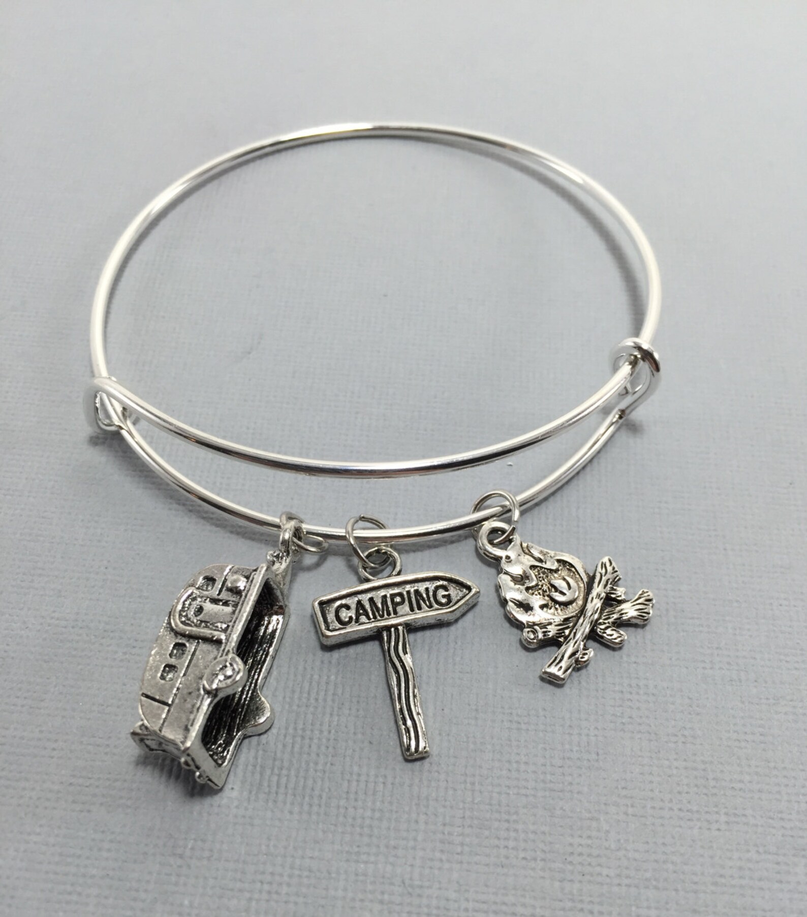 Camping Happy Camper Jewelry Charm Bracelet Bangle | Etsy