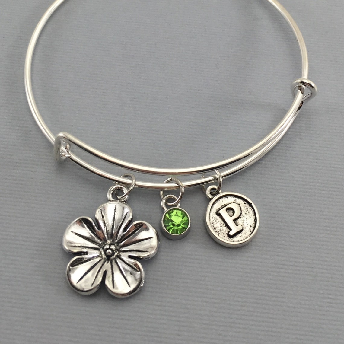 Flower Bracelet Flower Jewelry Charm Bracelet Initial - Etsy