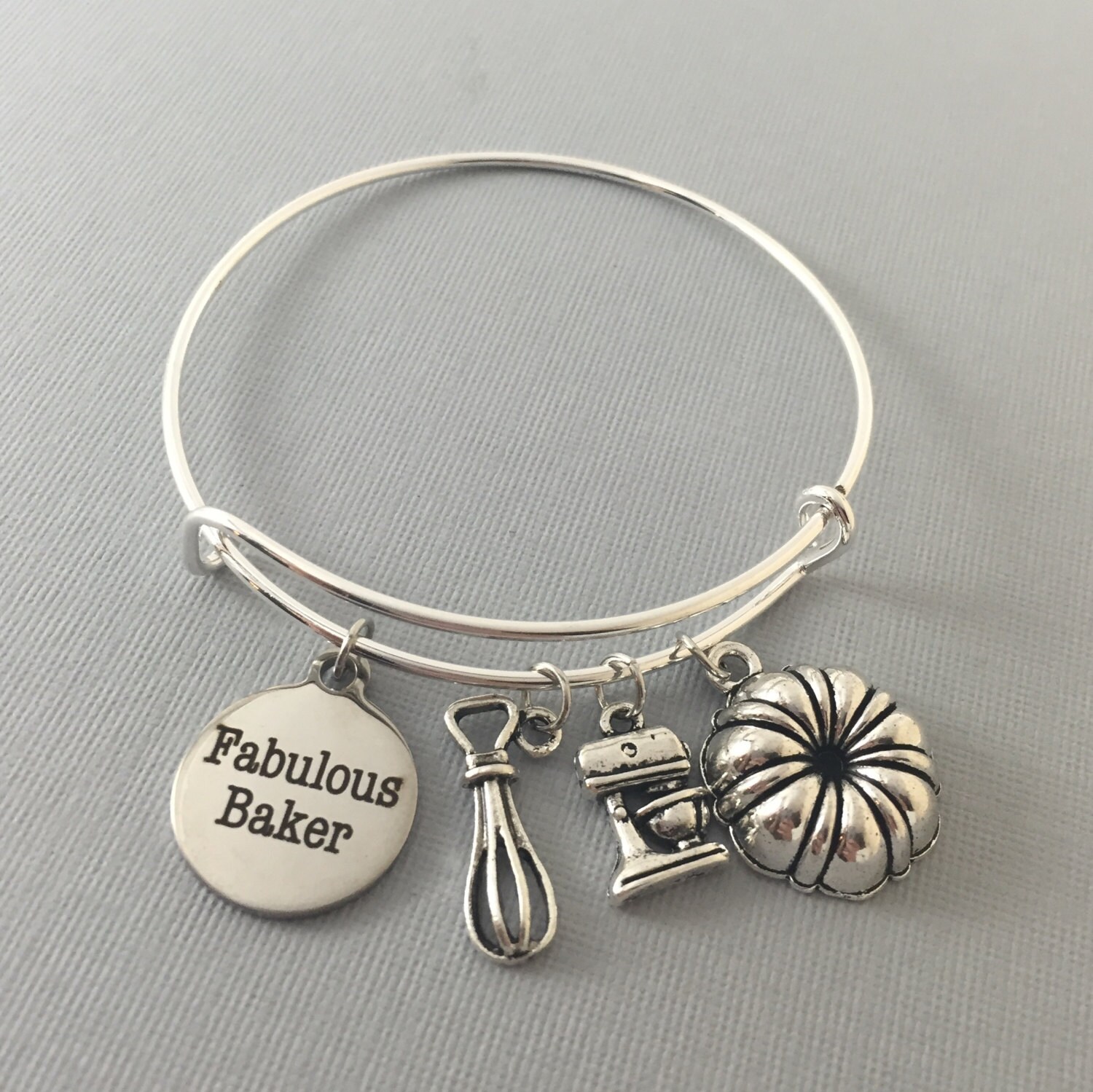 Baker Gift Gift for Baker Bake Charm Bracelet Bangle | Etsy