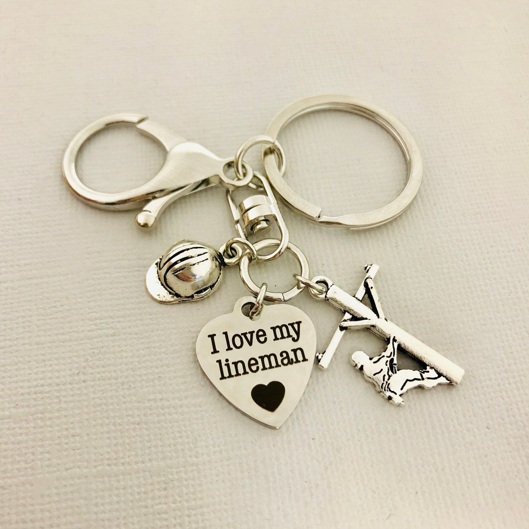 Lineman Keychain Lineman Wife Keychain Linewife Powerline Keychain ...