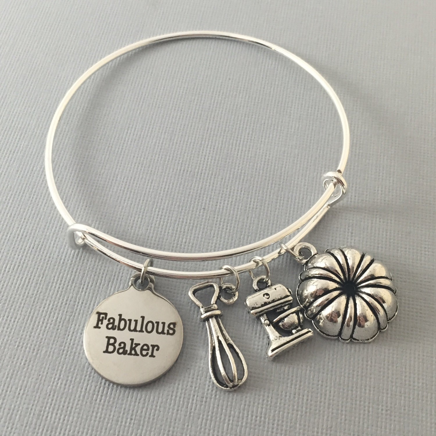 Baker Gift Gift for Baker Bake Charm Bracelet Bangle | Etsy