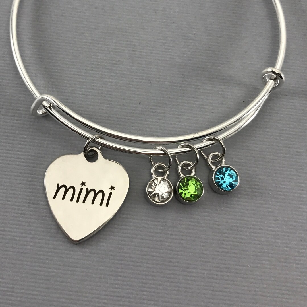 Mimi Gift for Mimi Charm Bracelet Bangle Bracelet Personalized Jewelry ...