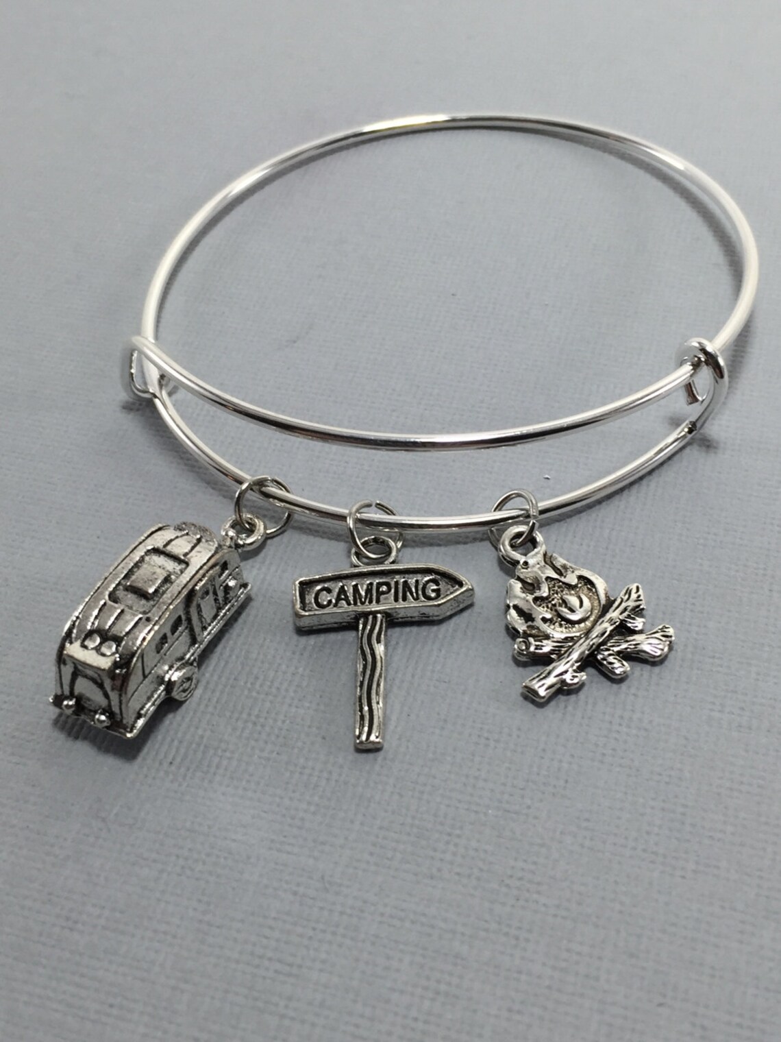 Camping Happy Camper Jewelry Charm Bracelet Bangle - Etsy