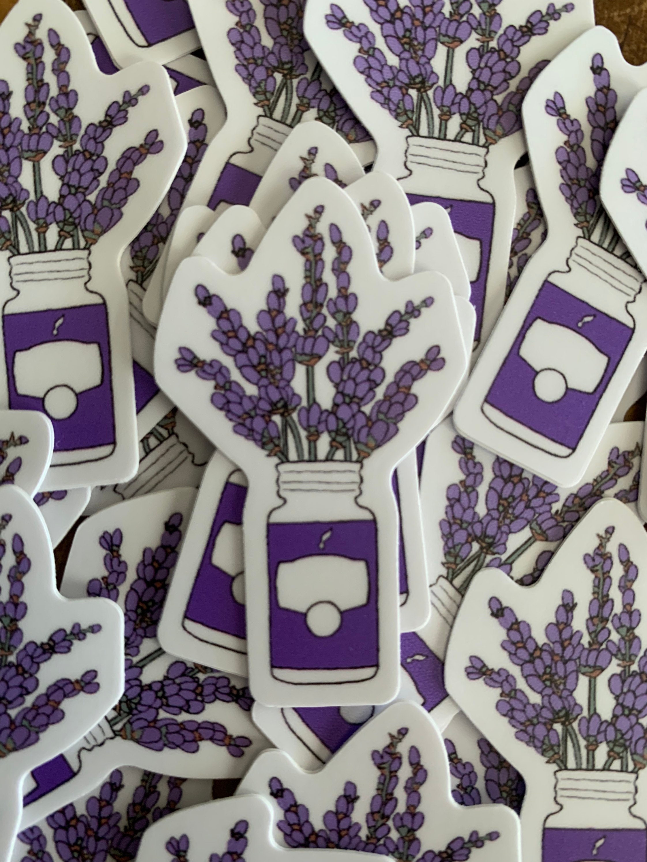 Lavender Floral Oil, Essential Oil, Vinyl Sticker, Semi Gloss Sticker ...