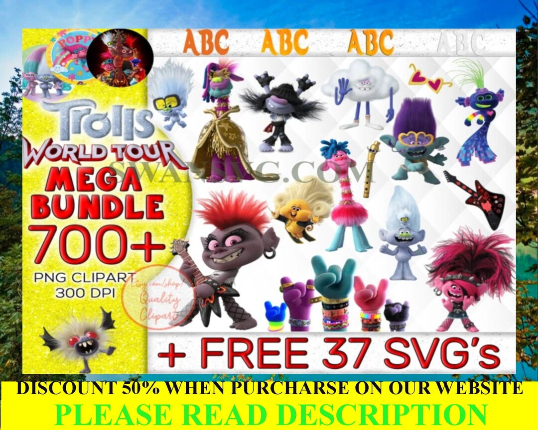 700 Mega Trolls World Tour Bundle, Trolls SVG, Trolls World Tour ...