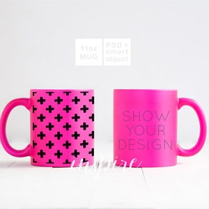 Double Matte Neon Pink 11oz Mug Mockup / PSD Smart Object - Etsy