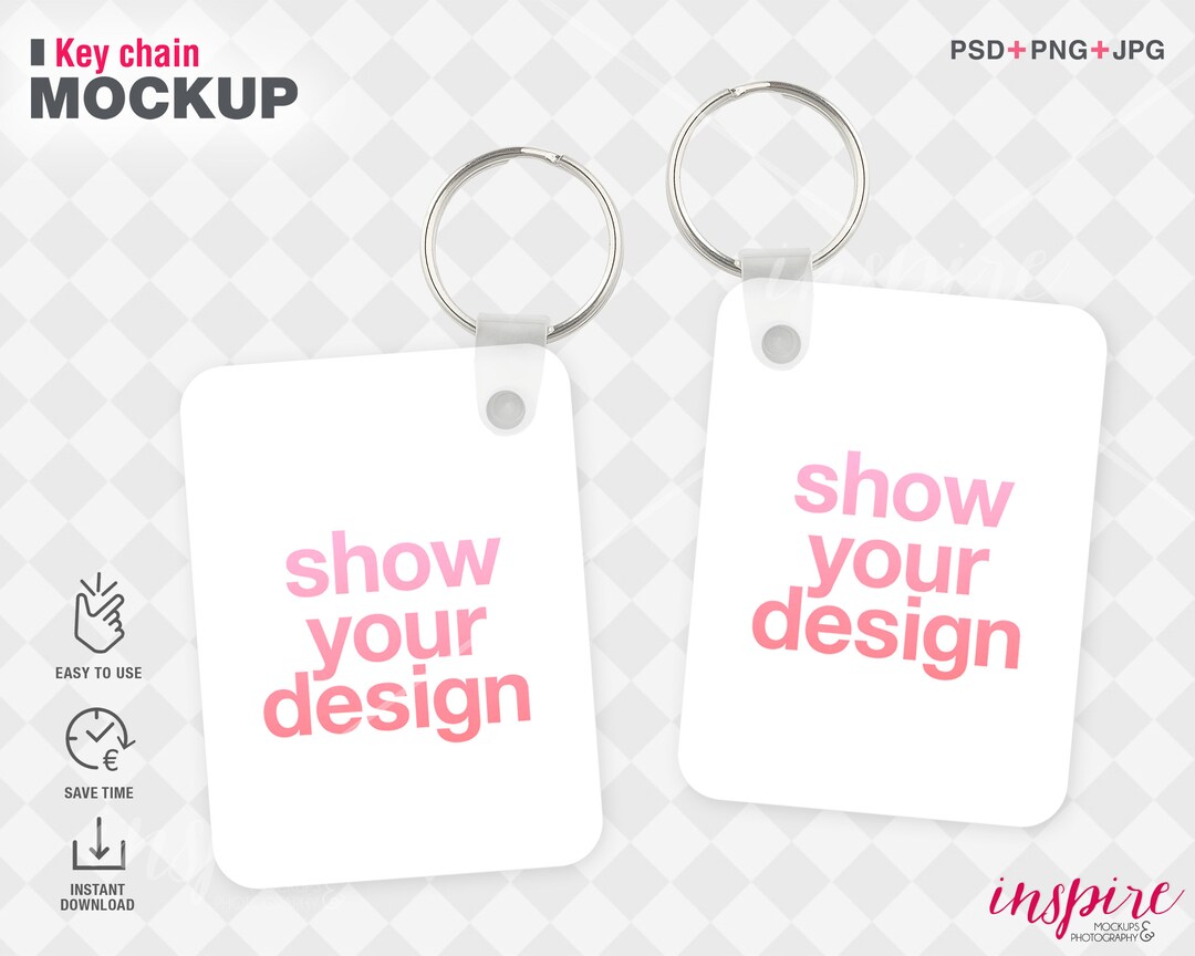 2 Sided Rectangle Key Chain PSD Mockup With Smart Layers / - Etsy