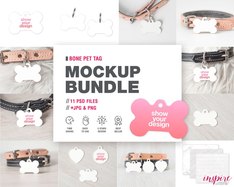 Bone Dog Tag Mockup Bundle / PSD Smart Object / Nordic Styled - Etsy