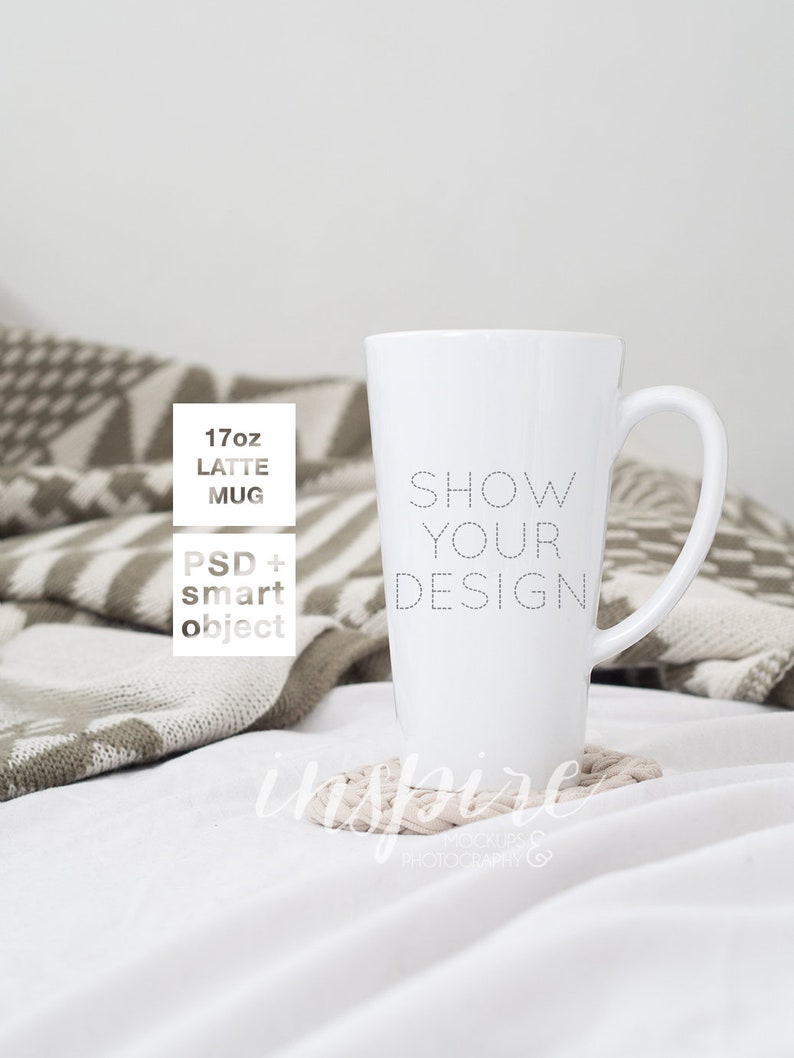 17oz Latte Ceramic Mug Mockup Psd Smart Object Show Your Etsy