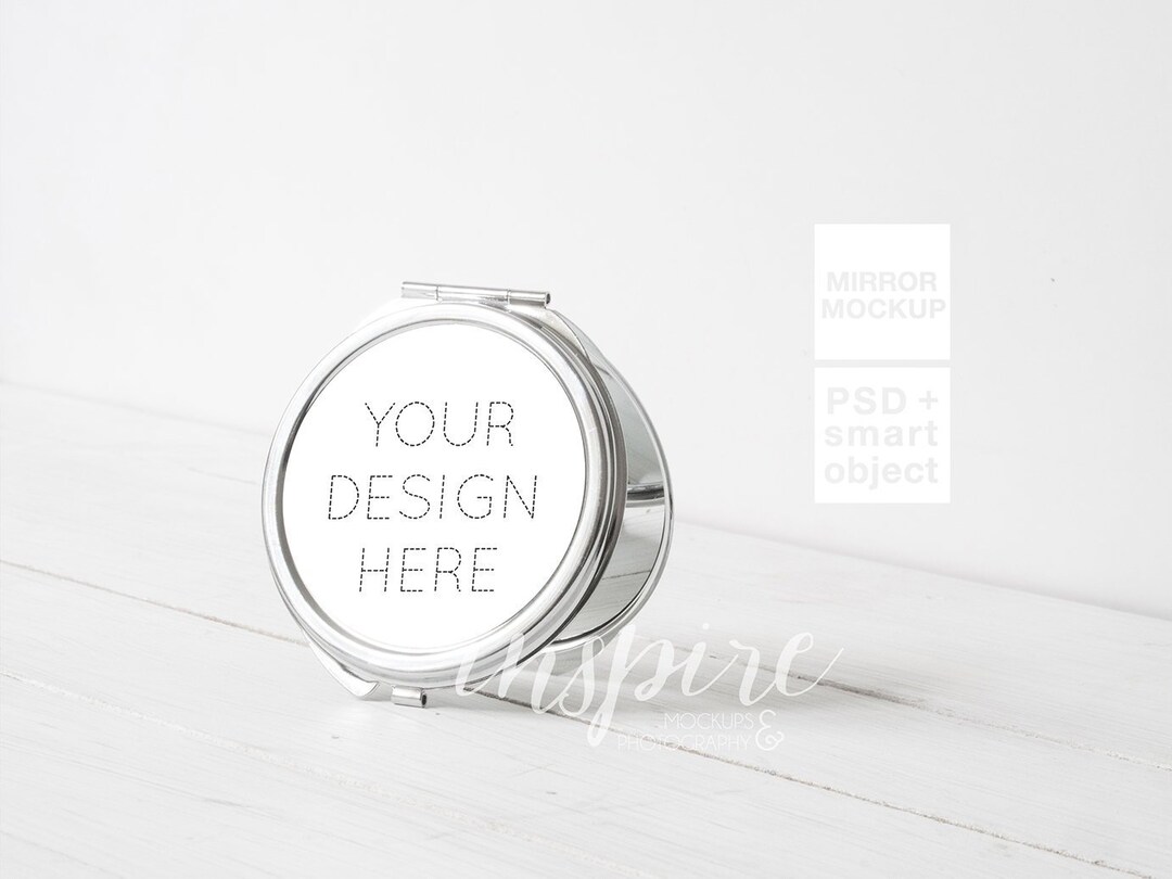 Silver Round Compact Makeup Mirror Mockup for Sublimation - Etsy