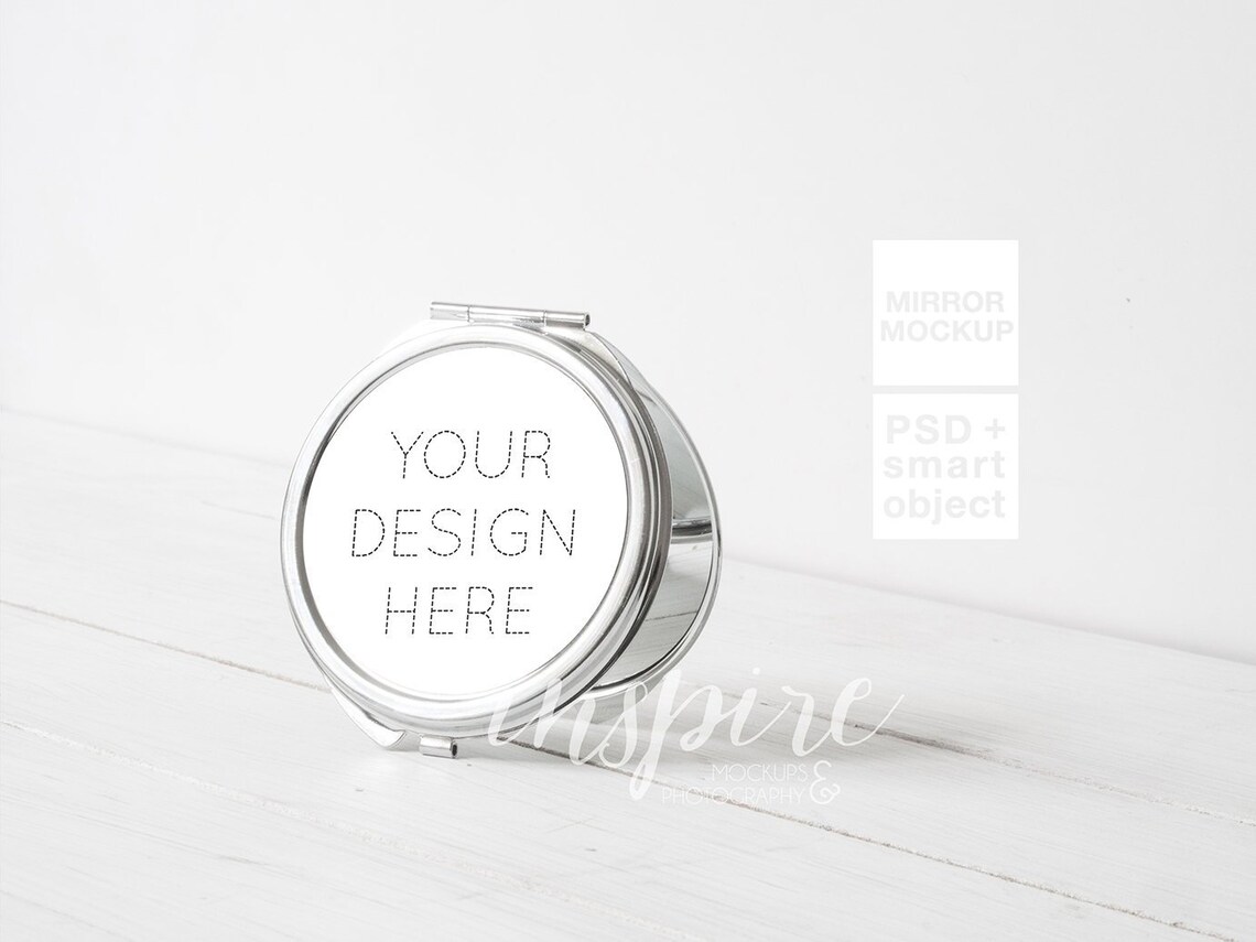 Silver Round Compact Makeup Mirror Mockup for Sublimation - Etsy