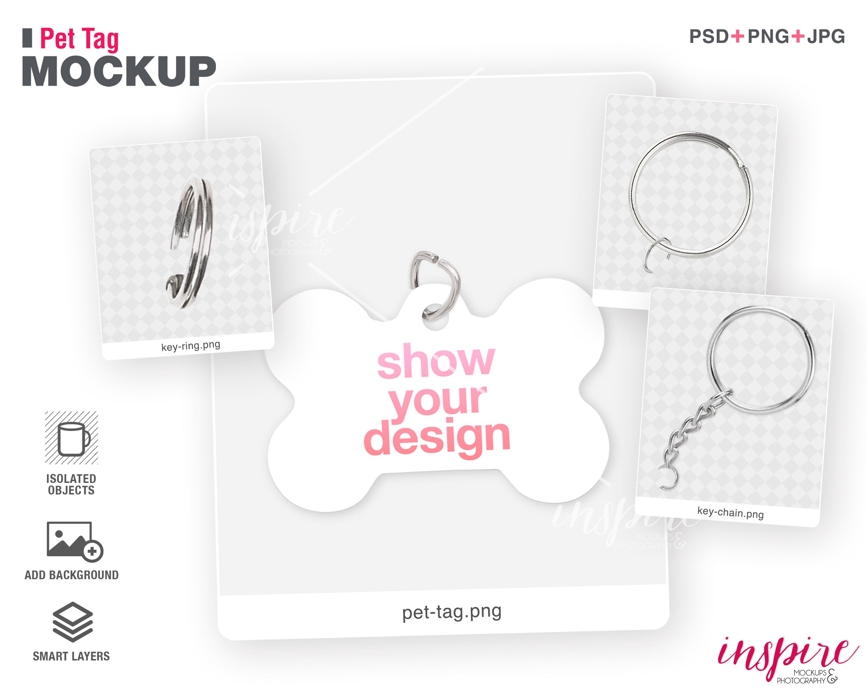 Double Sided Bone Dog Tag PSD Mockup With Ring Connector / PSD - Etsy