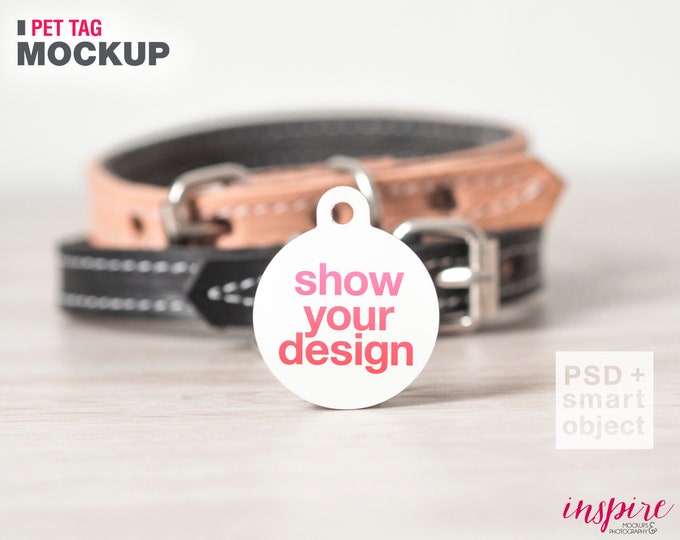 Circle Pet Tag Mockup / PSD Smart Object / Nordic Styled Scene for Etsy ...