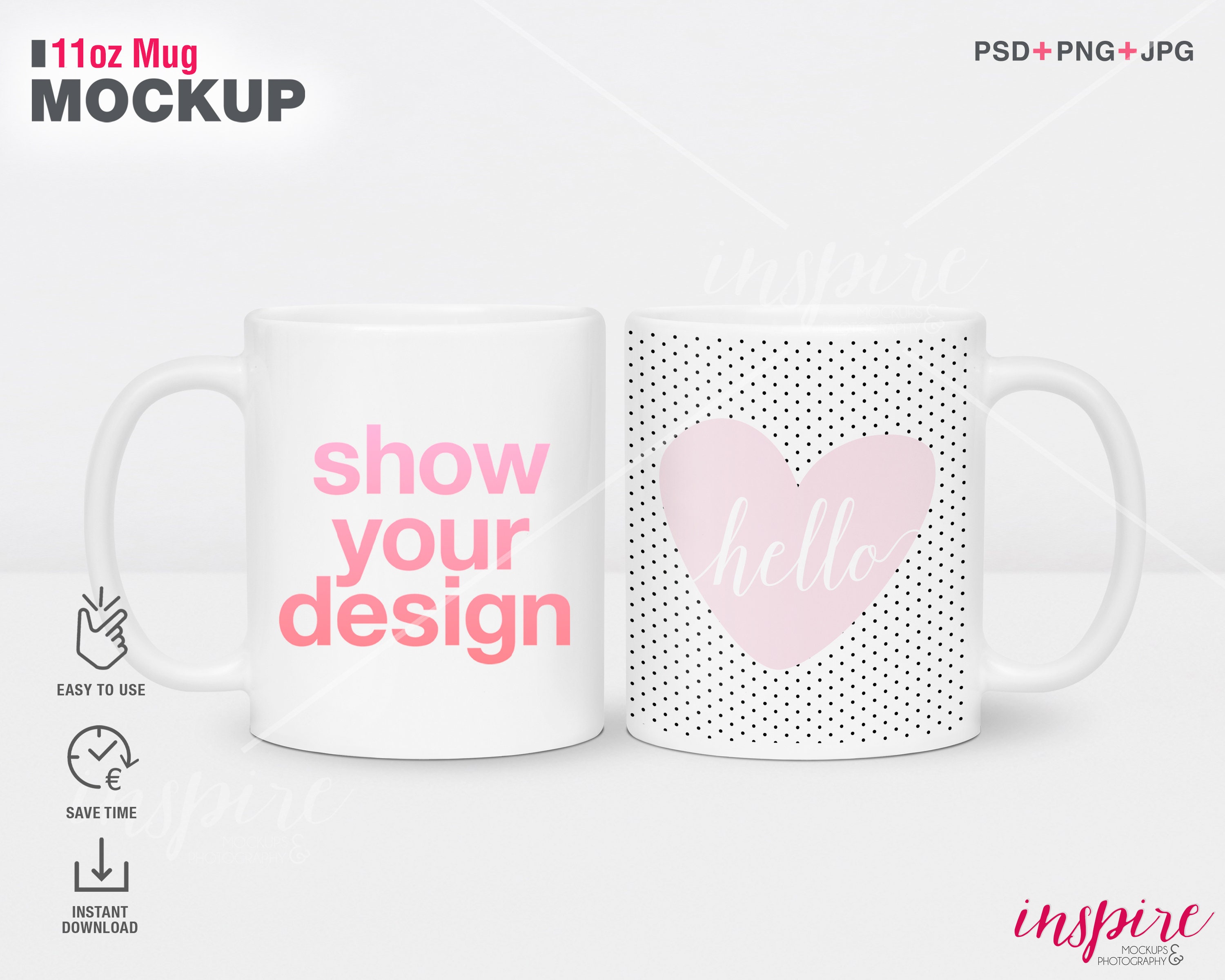 11oz Coffee Mug Overlay Template For Full Sublimation mugs Neutral ...