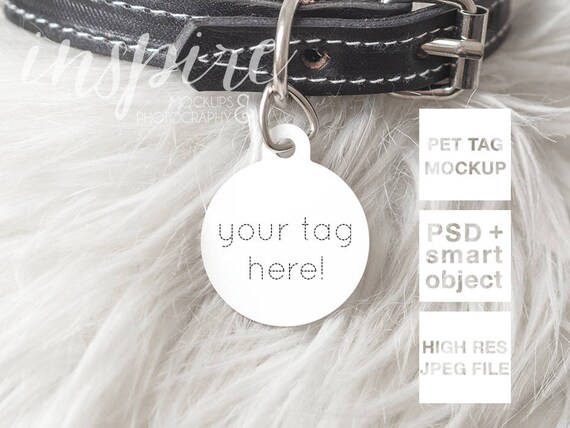 Circle Pet Tag Mockup / PSD Smart Object / Styled Scene for | Etsy