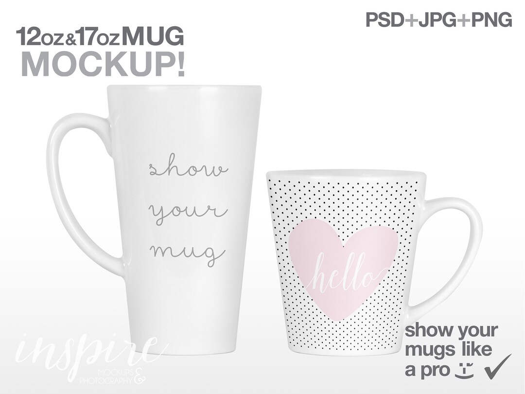 12oz 17oz Latte Ceramic Mug Mockup Psd Smart Object Comparison
