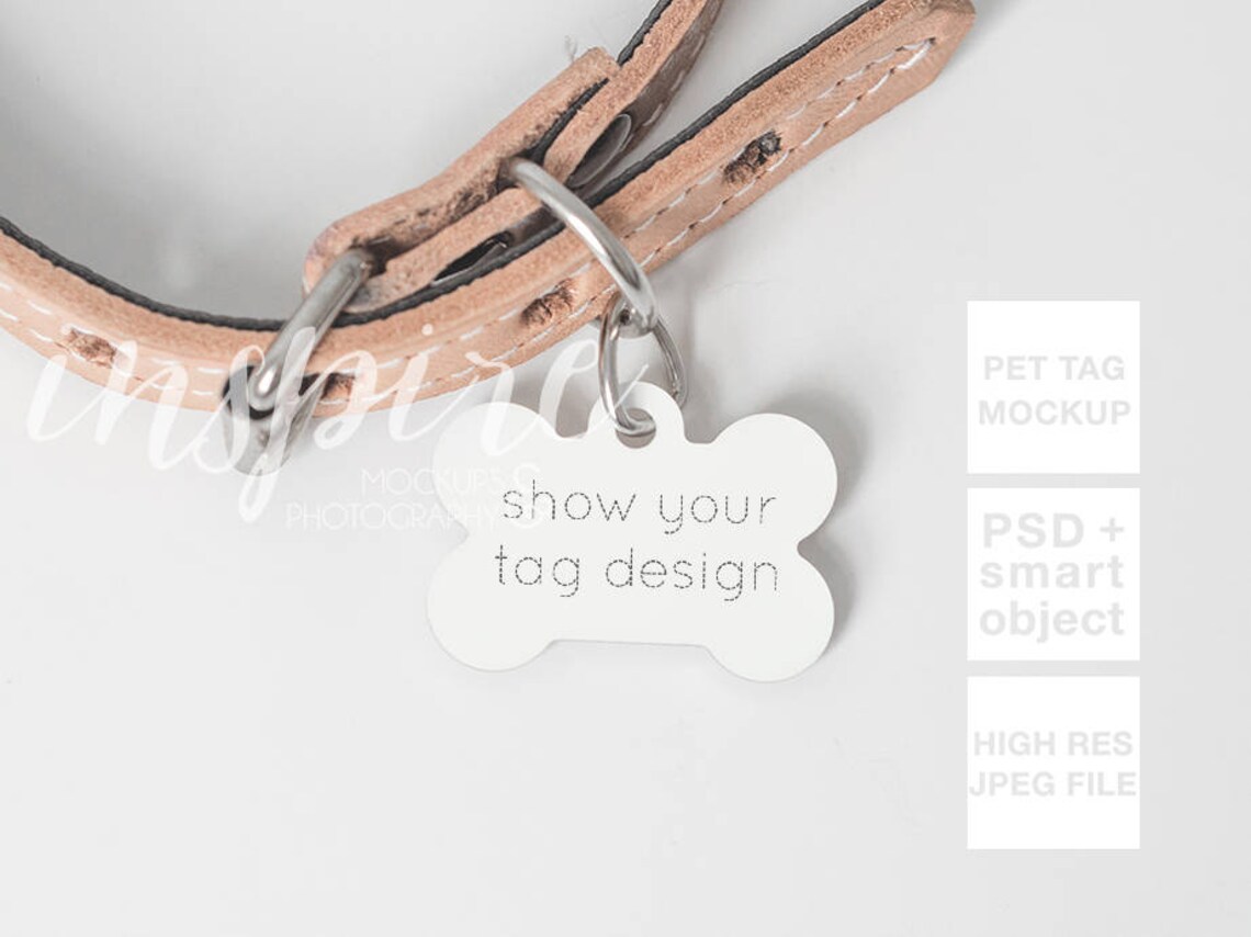 Bone Dog Tag Mockup / PSD Smart Object / Minimalist Styled - Etsy