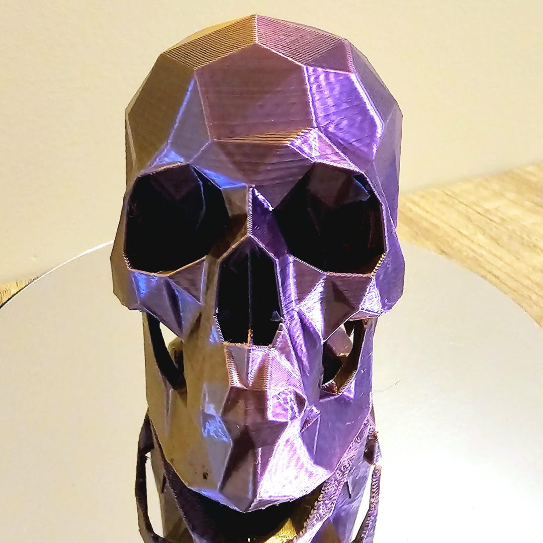 Low Poly Human Skull Shelf, Desk, Study Ornament in Purple/gold - Etsy