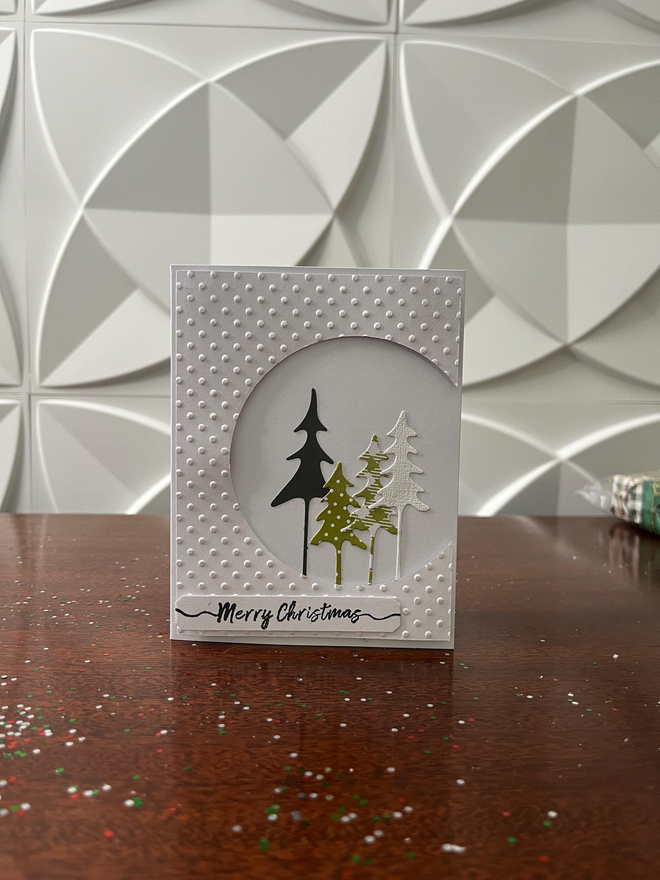 Winter Trees and Snowfall Christmas Cards Set of 8 Embossed/ Shadow Box ...