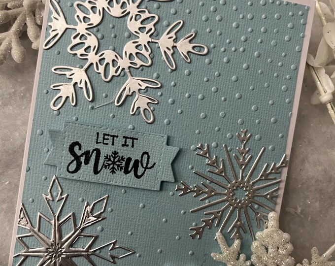Let It Snow Snowflake Christmas Cards-set of 8-snowflakes/silver ...