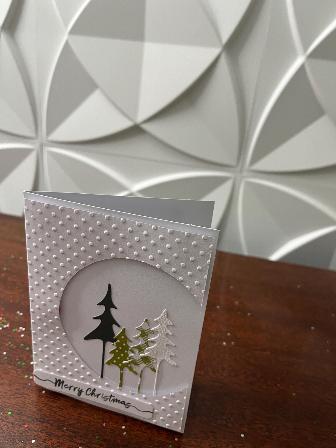 Winter Trees and Snowfall Christmas Cards Set of 8 Embossed/ Shadow Box ...