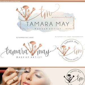 Makeup Logo Design, Tools Logo Design, Rose Gold Branding Kit, Make up ...