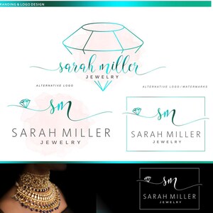 Jewelry Logo Design, Diamond Premade Logo Package, Rose Gold Geometric ...