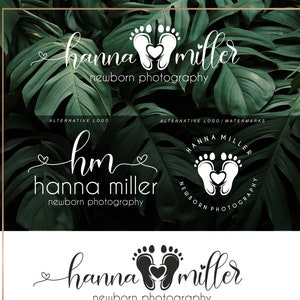 Watermark Logo, Newborn Photography Logo, Branding Package, Footprint ...