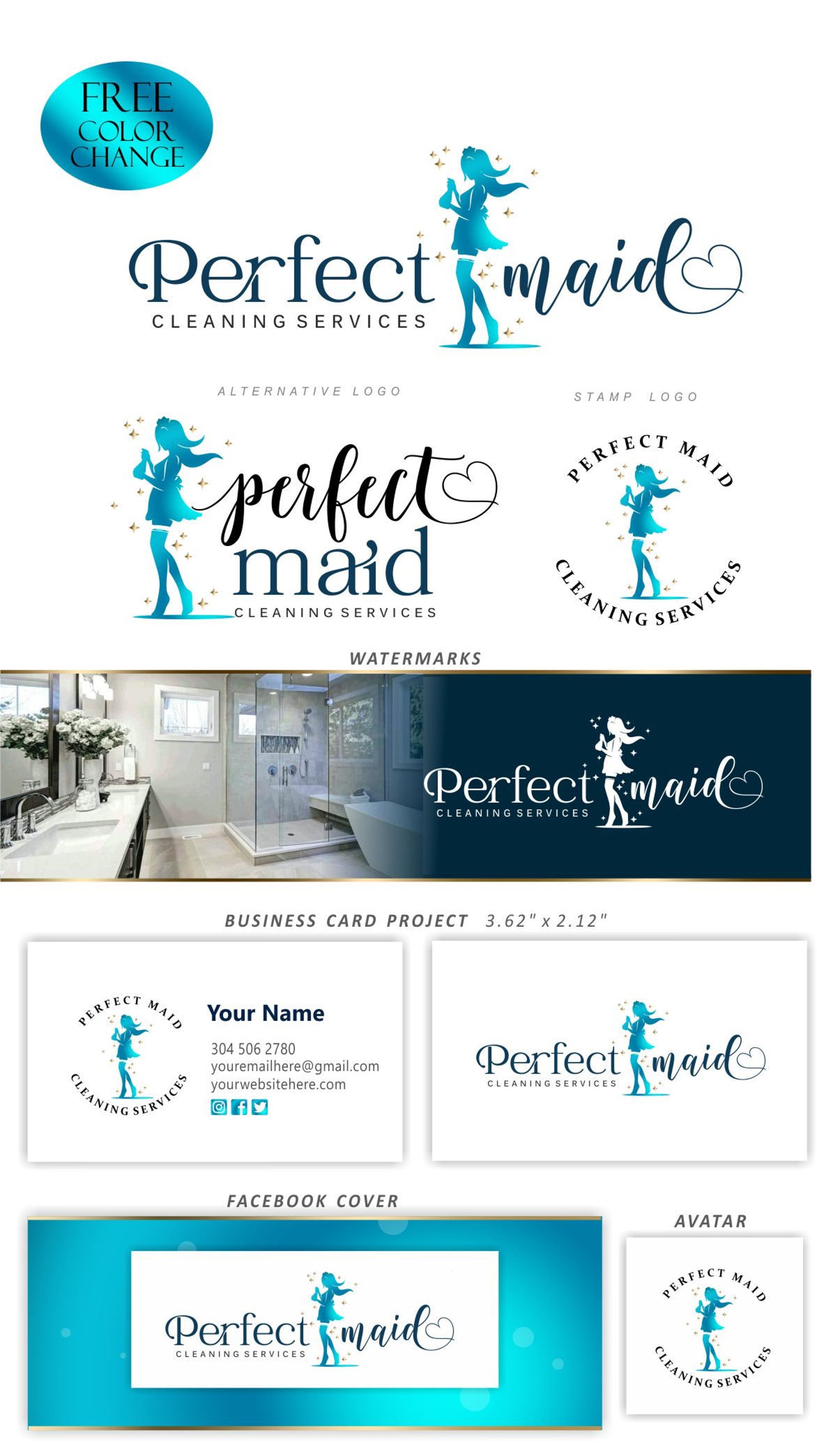 Maid Cleaning Logo Design Home Service Premade Logo House - Etsy