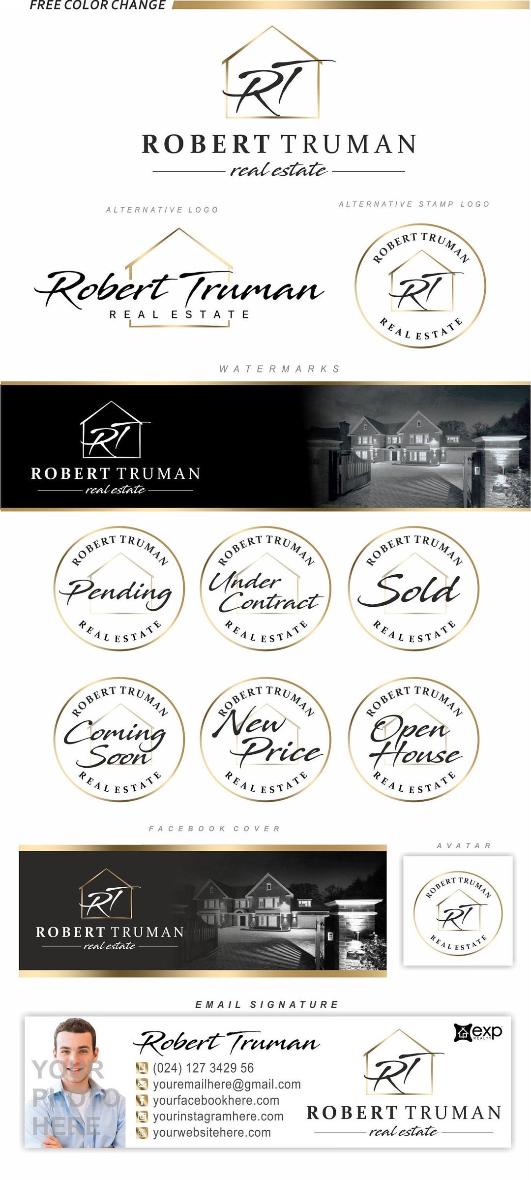 Realtor Logo, Real Estate Logo Design, Branding Kit, Realty Logo Design ...