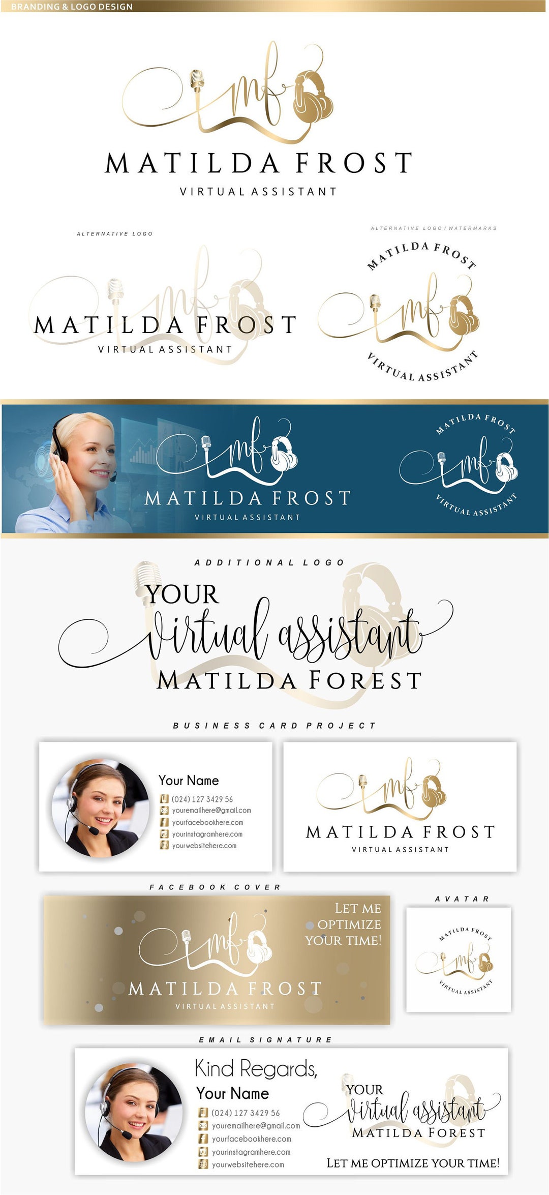 Virtual Assistant Logo Design, Online Business Branding, Home Phone ...